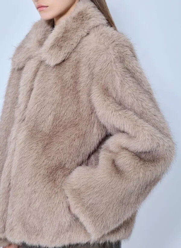 Max Mara Shawl Collar Faux Fur Jacket