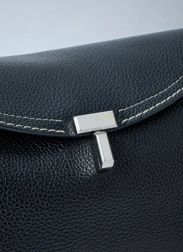TOTEME T-lock Grained-leather Shoulder Bag - Black