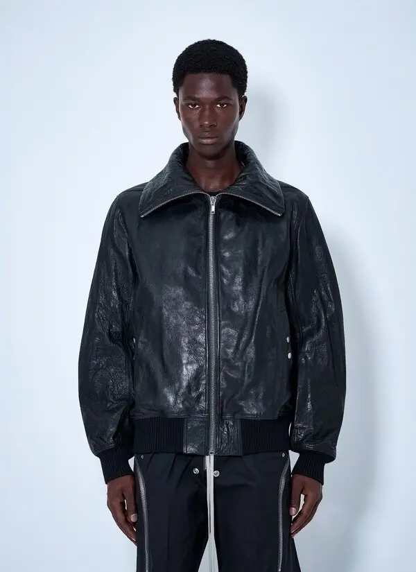 Rick Owens Dracuflight Hammered Leather Jacket - Black