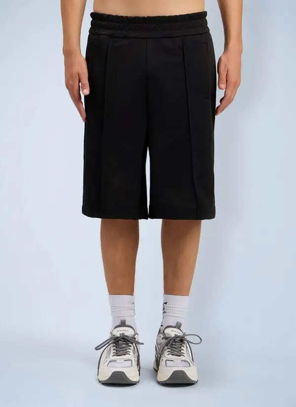 Palm Angels Back Curved Logo Track Shorts - Black
