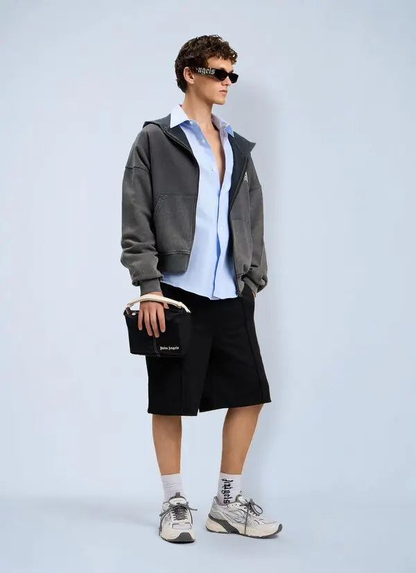 Palm Angels Back Curved Logo Track Shorts