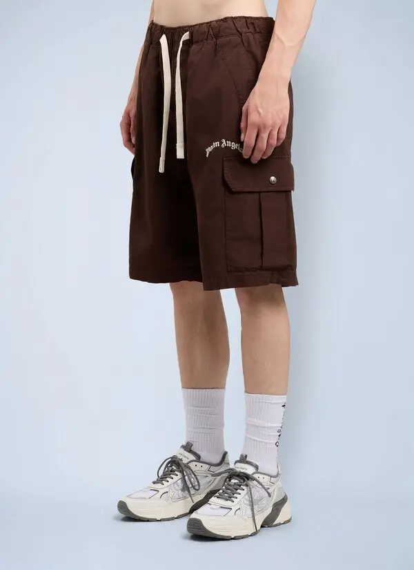 Palm Angels Curved Logo Loose Cargo Shorts
