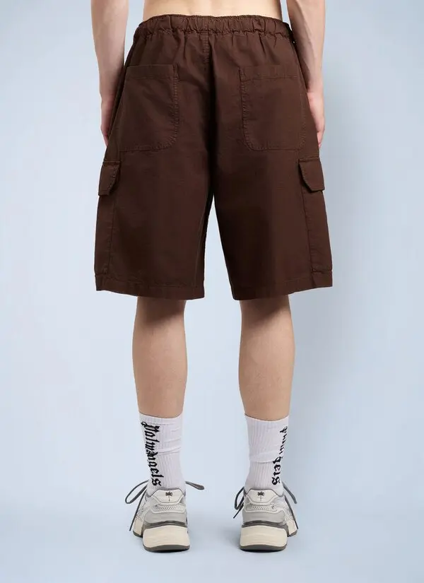 Palm Angels Curved Logo Loose Cargo Shorts