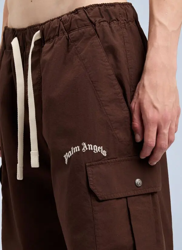 Palm Angels Curved Logo Loose Cargo Shorts