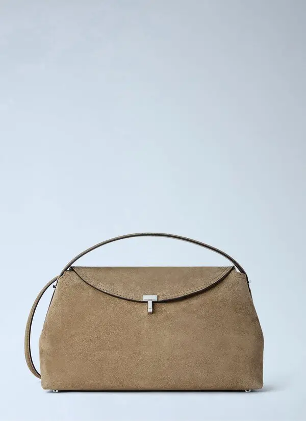 TOTEME T-lock Suede Top Handle - Brown
