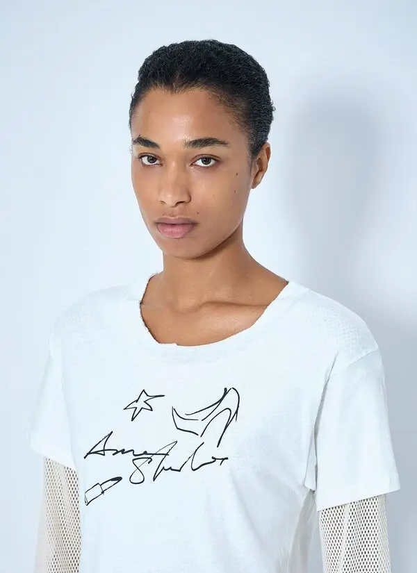 Acne Studios Layered Mesh Sleeve T-shirt