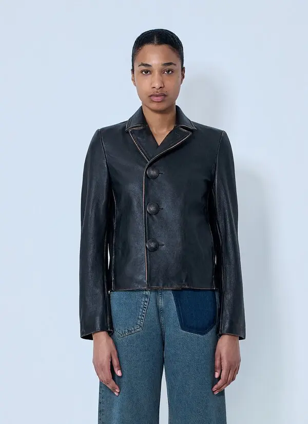 MAISON MARGIELA Leather Button-front Jacket - Black
