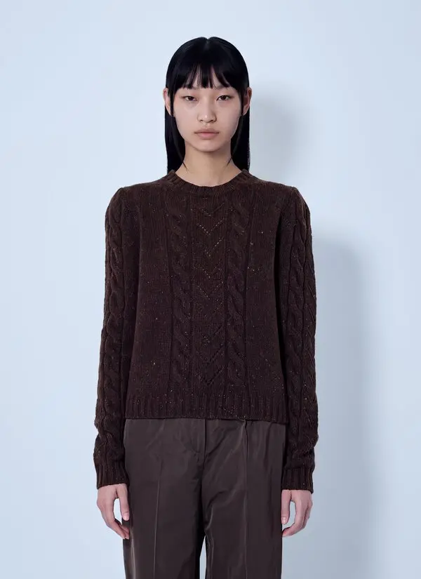Max Mara Cable Knit Sweater - Dark Brown