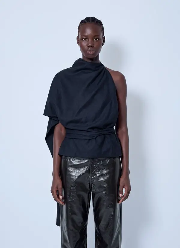 RÓHE Draped Open Back Top - Black