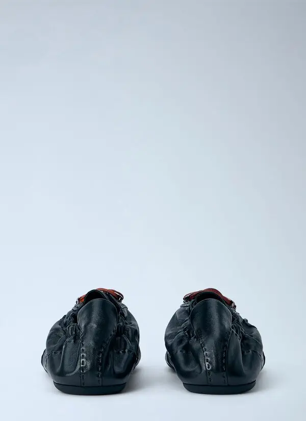 Prada Collapse Antiqued Nappa Leather Sneakers - Black