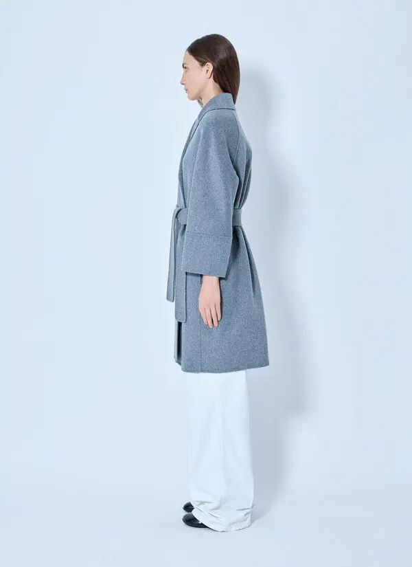 Max Mara Belted Wool-blend Coat - Light Grey