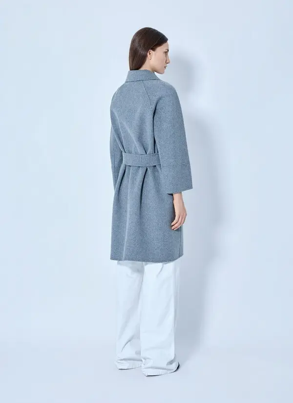 Max Mara Belted Wool-blend Coat - Light Grey