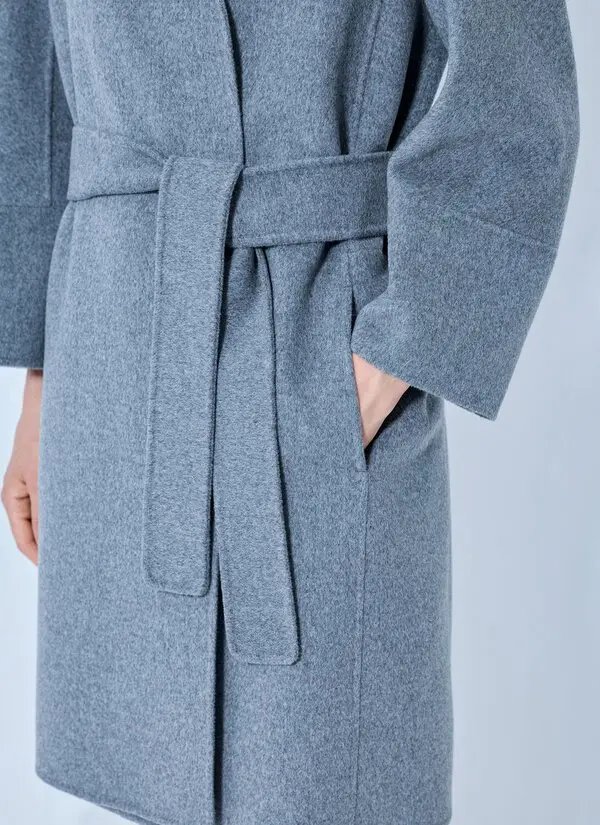 Max Mara Belted Wool-blend Coat - Light Grey