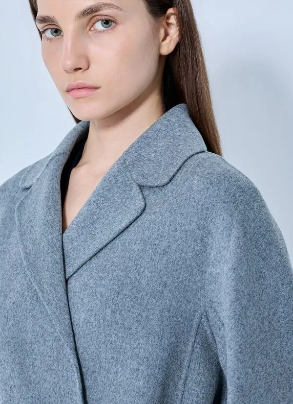 Max Mara Belted Wool-blend Coat - Light Grey
