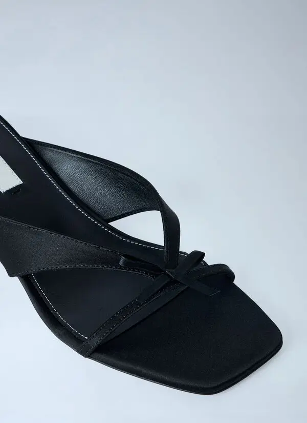 TOTEME Bow Satin Sandals - Black