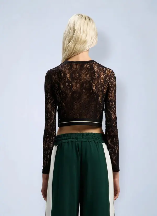 Palm Angels Classic Logo Lace Top