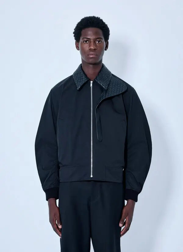 Bottega Veneta Intrecciato Leather-trimmed Twill Blouson Jacket - Black