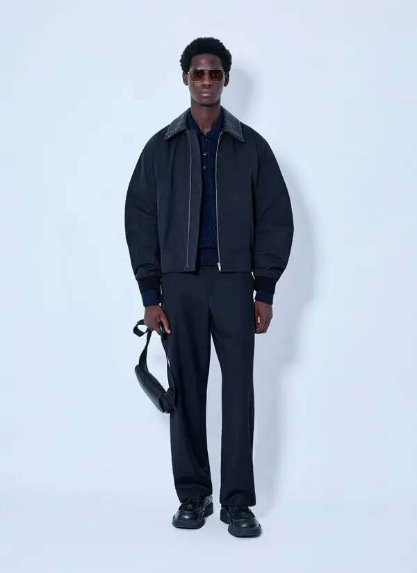 Bottega Veneta Intrecciato Leather-trimmed Twill Blouson Jacket