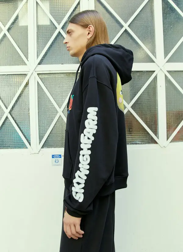 SKY HIGH FARM WORKWEAR Graphic Print Hooded Sweatshirt - Black