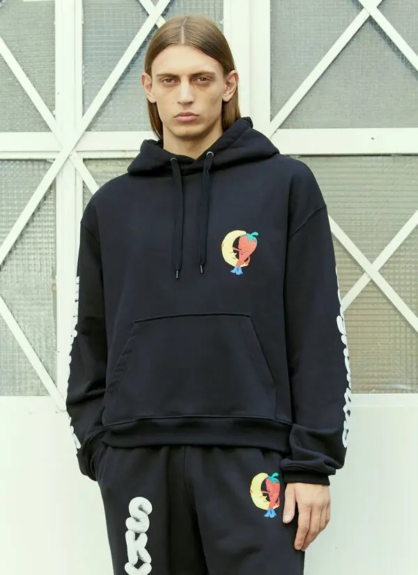 SKY HIGH FARM WORKWEAR Graphic Print Hooded Sweatshirt - Black
