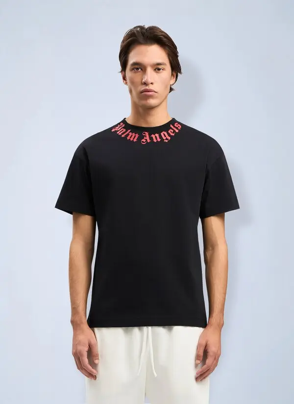 Palm Angels Neck Logo T-shirt - Black
