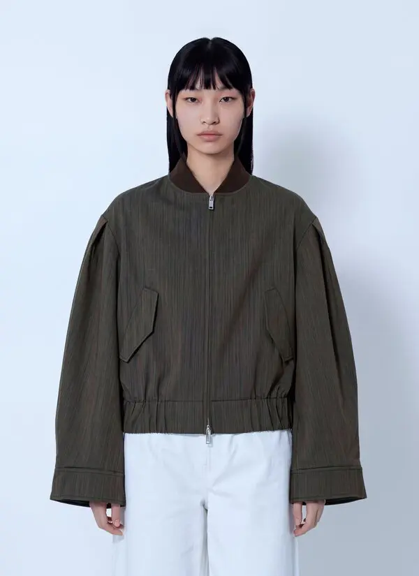 GANNI Light Wool Melange Boxy Jacket - Brown