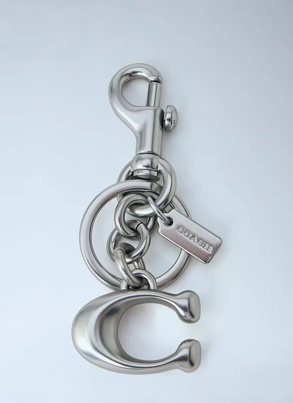 COACH Signature C Bag Charm - Silver
