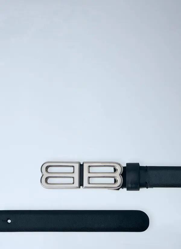 Balenciaga Metal Logo Buckle Leather Belt