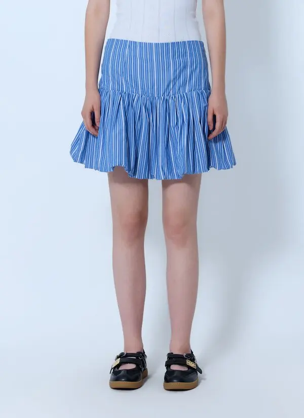GANNI Stripe Cotton Mini Skirt - Blue
