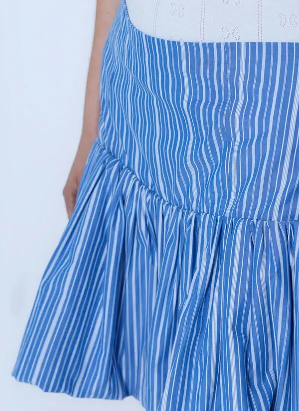 GANNI Stripe Cotton Mini Skirt