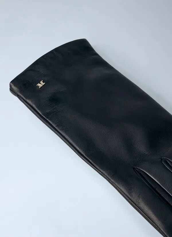 Max Mara Leather Gloves With Logo Detail
