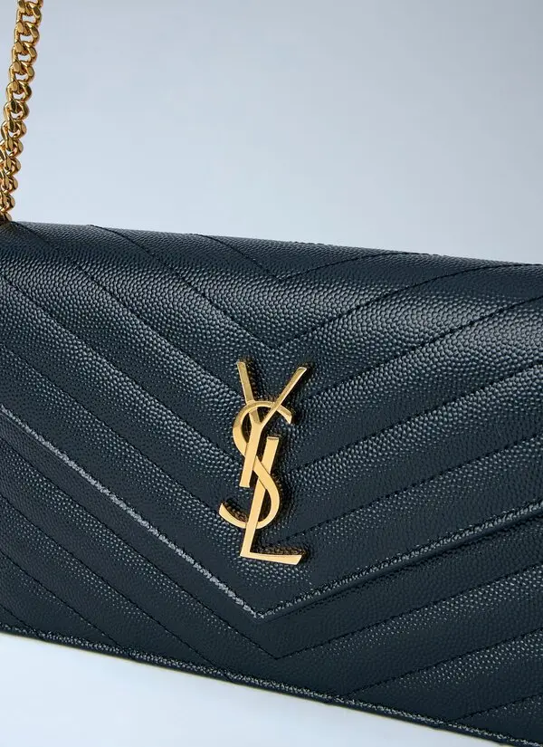 Saint Laurent Cassandre Envelope Chain Wallet - Black