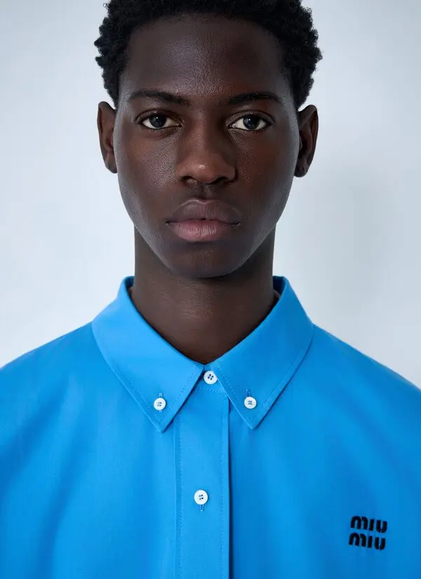 Miu Miu Logo Motif Blouson Jacket - Blue