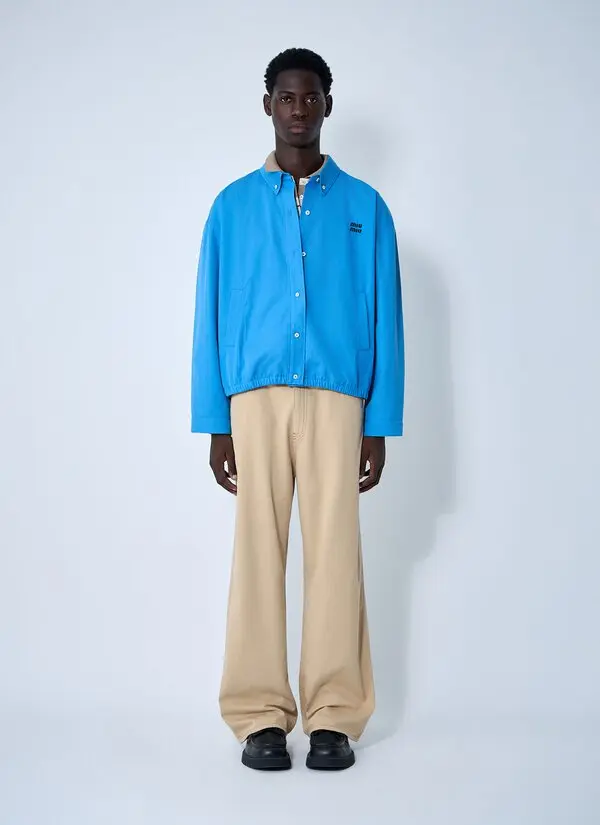 Miu Miu Logo Motif Blouson Jacket - Blue