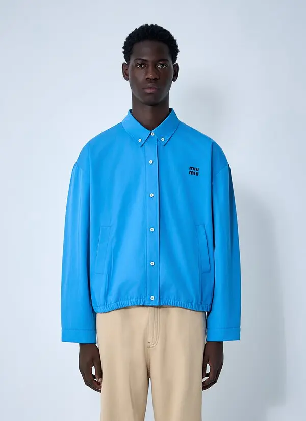Miu Miu Logo Motif Blouson Jacket - Blue