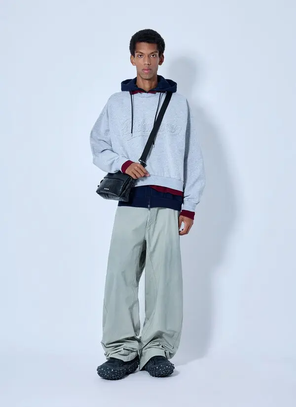 Balenciaga Layered Hoodie With Embroidered Logo