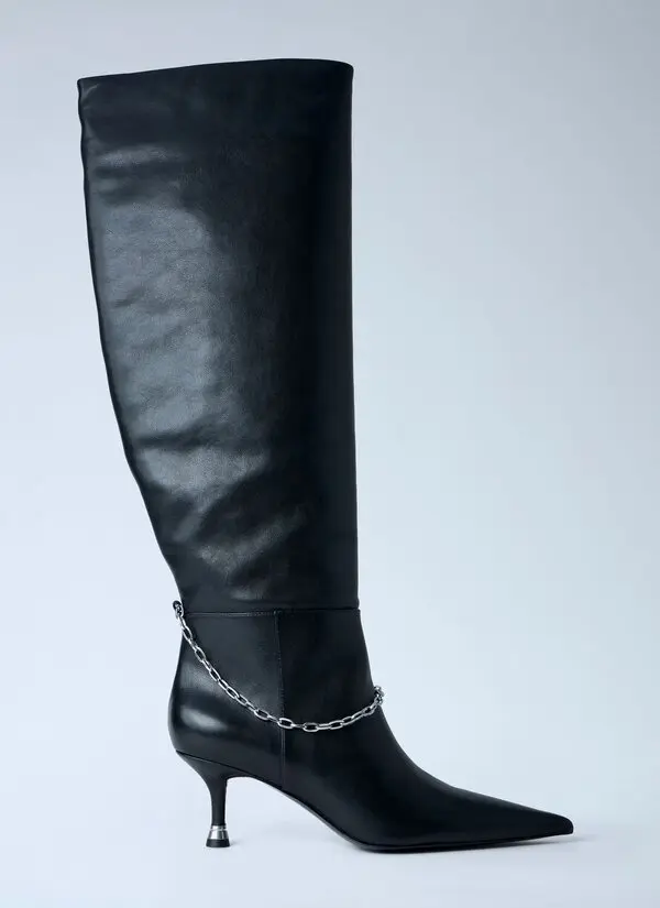 Alexander Wang Chain Detail Knee-high Leather Boots - Black