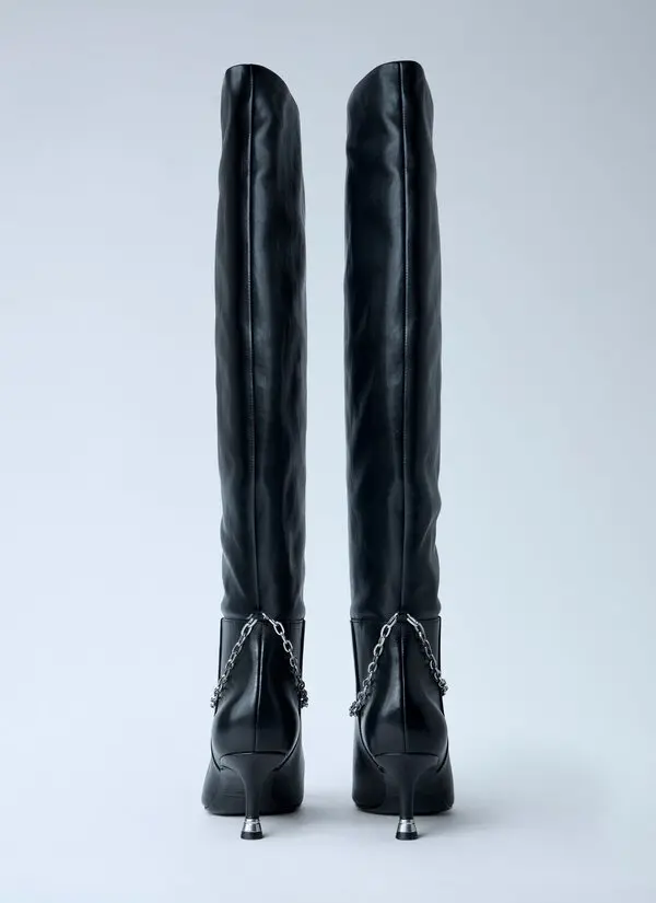 Alexander Wang Chain Detail Knee-high Leather Boots