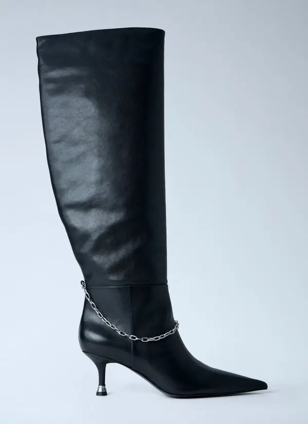 Alexander Wang Chain Detail Knee-high Leather Boots - Black