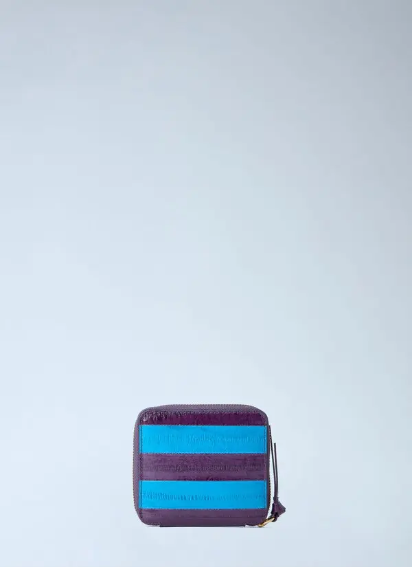 Dries Van Noten Striped Leather Wallet - Blue