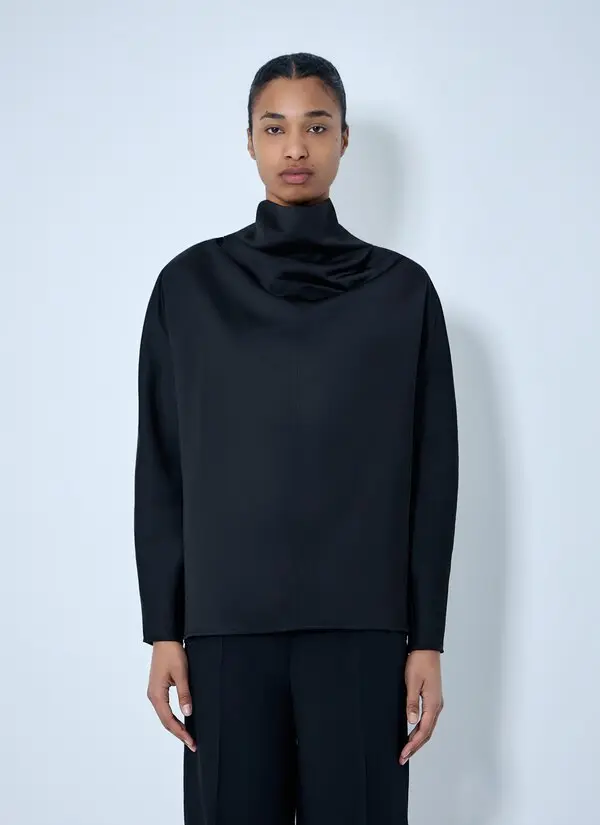 TOTEME High-neck Long Sleeve Top - Black
