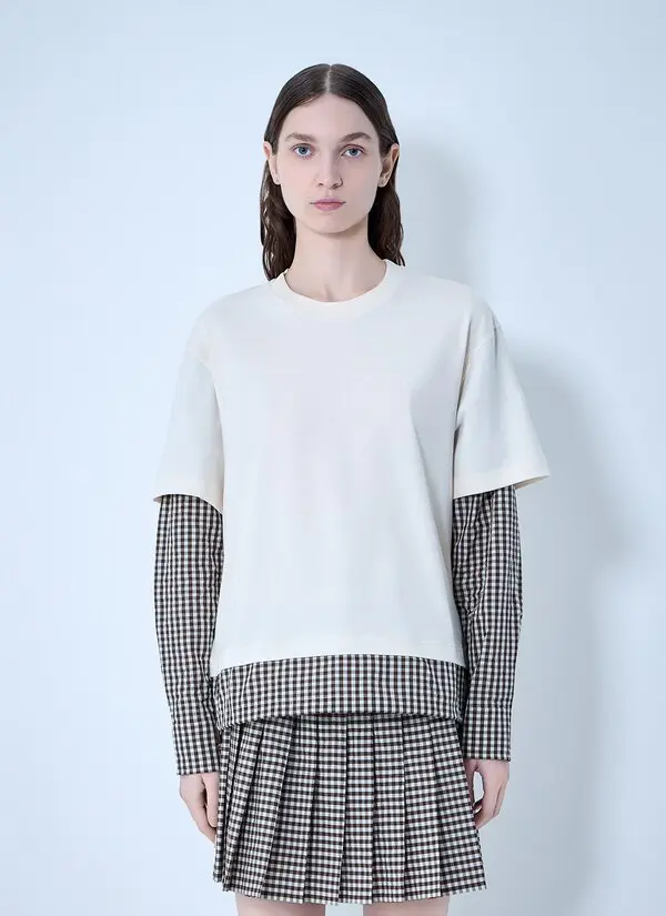 Moncler Layered Check T-shirt - White