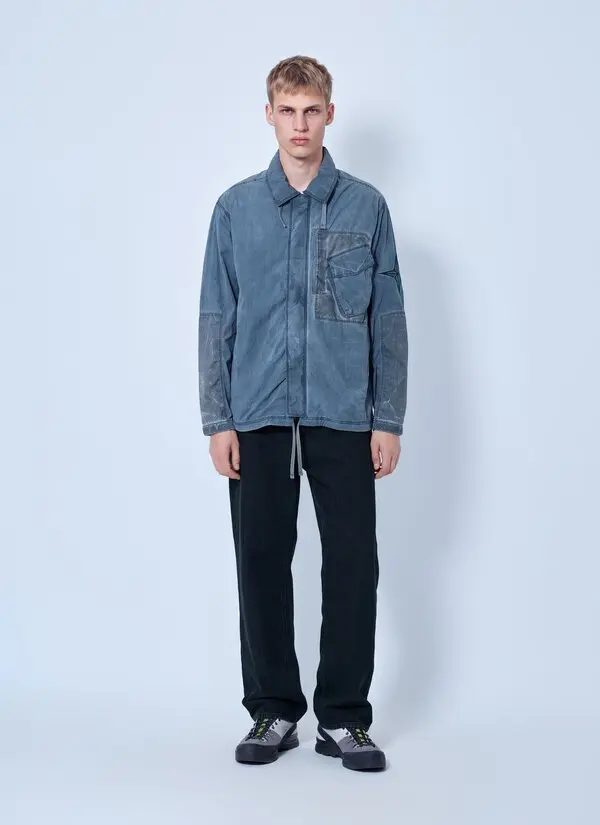 Stone Island Washed Overshirt With Drawstring Hem - Blue