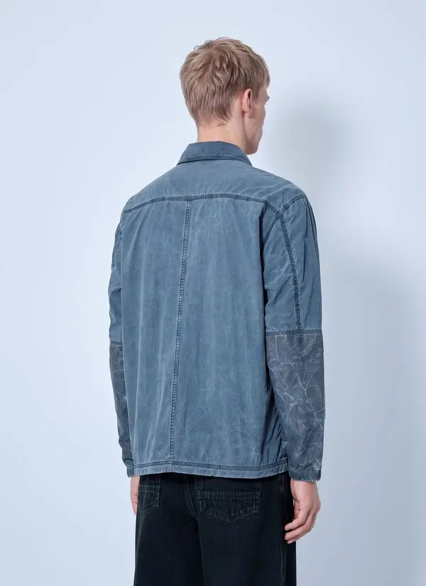 Stone Island Washed Overshirt With Drawstring Hem - Blue