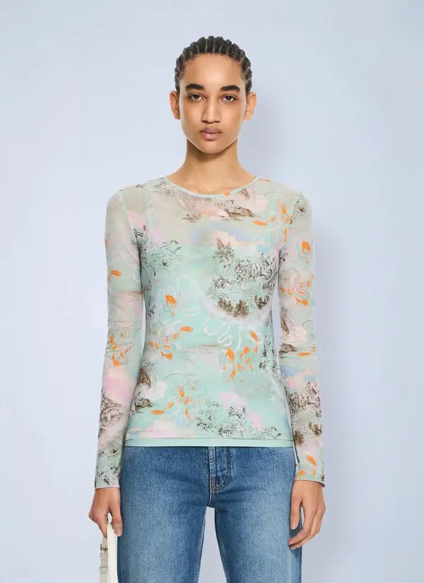 Off-White Light Jersey Storytelling Double Top - Orange