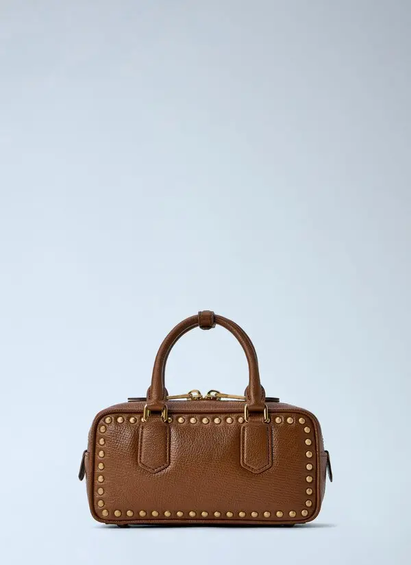 Miu Miu Brandy Arcadie Studded Leather Bag - Brown