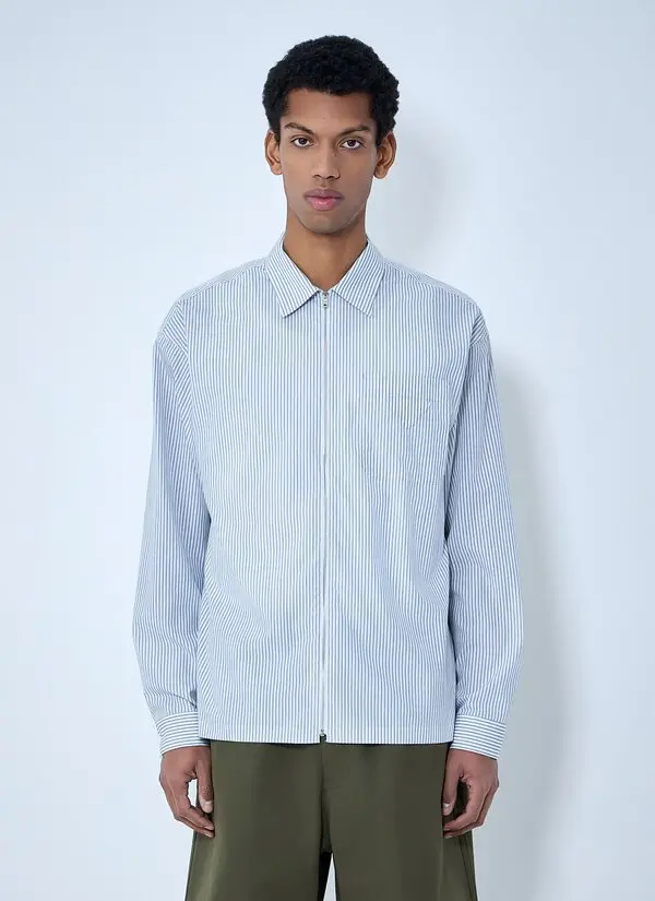 Prada Zip-front Stripe Shirt - Blue