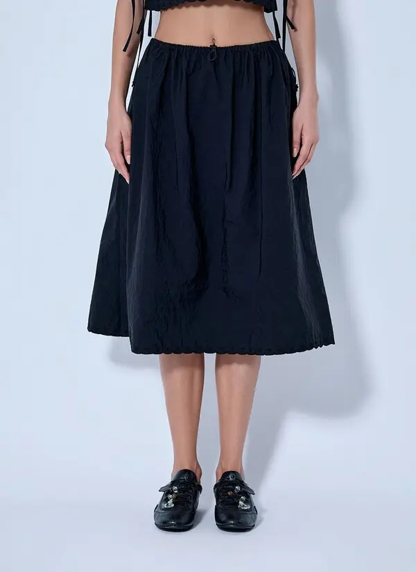 Cecilie Bahnsen Cbfiella Embroidered Scalloped Taffeta Midi Skirt - Black