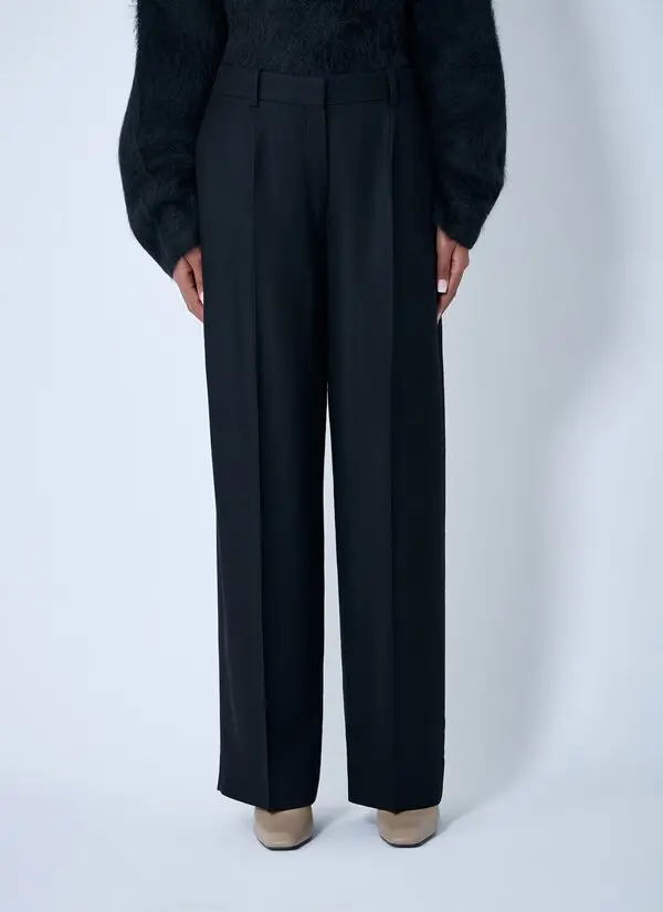 TOTEME Wide Flannel Pants - Black