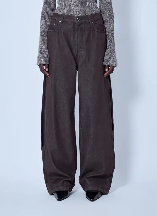 Sportmax Beati Denim Palazzo Trousers - Brown